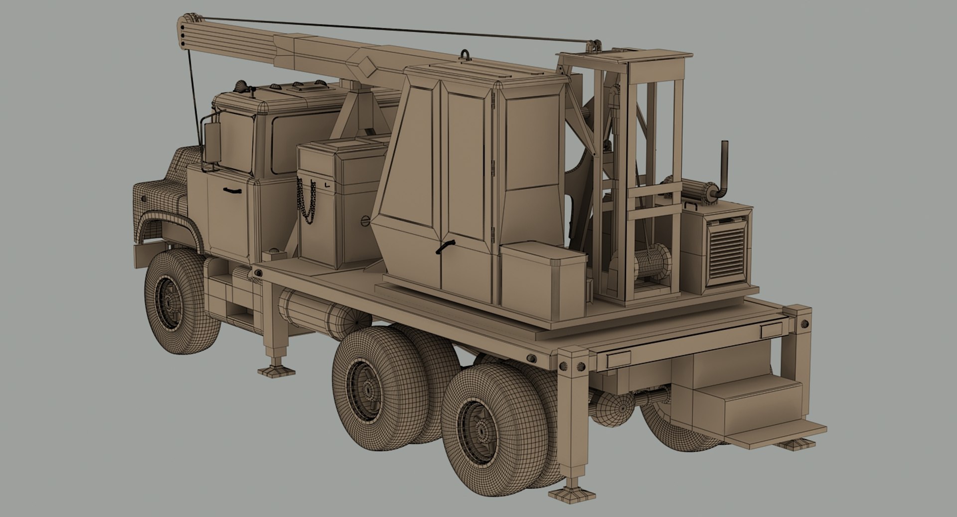 Mack Dm 600 Crane Truck 3d Model