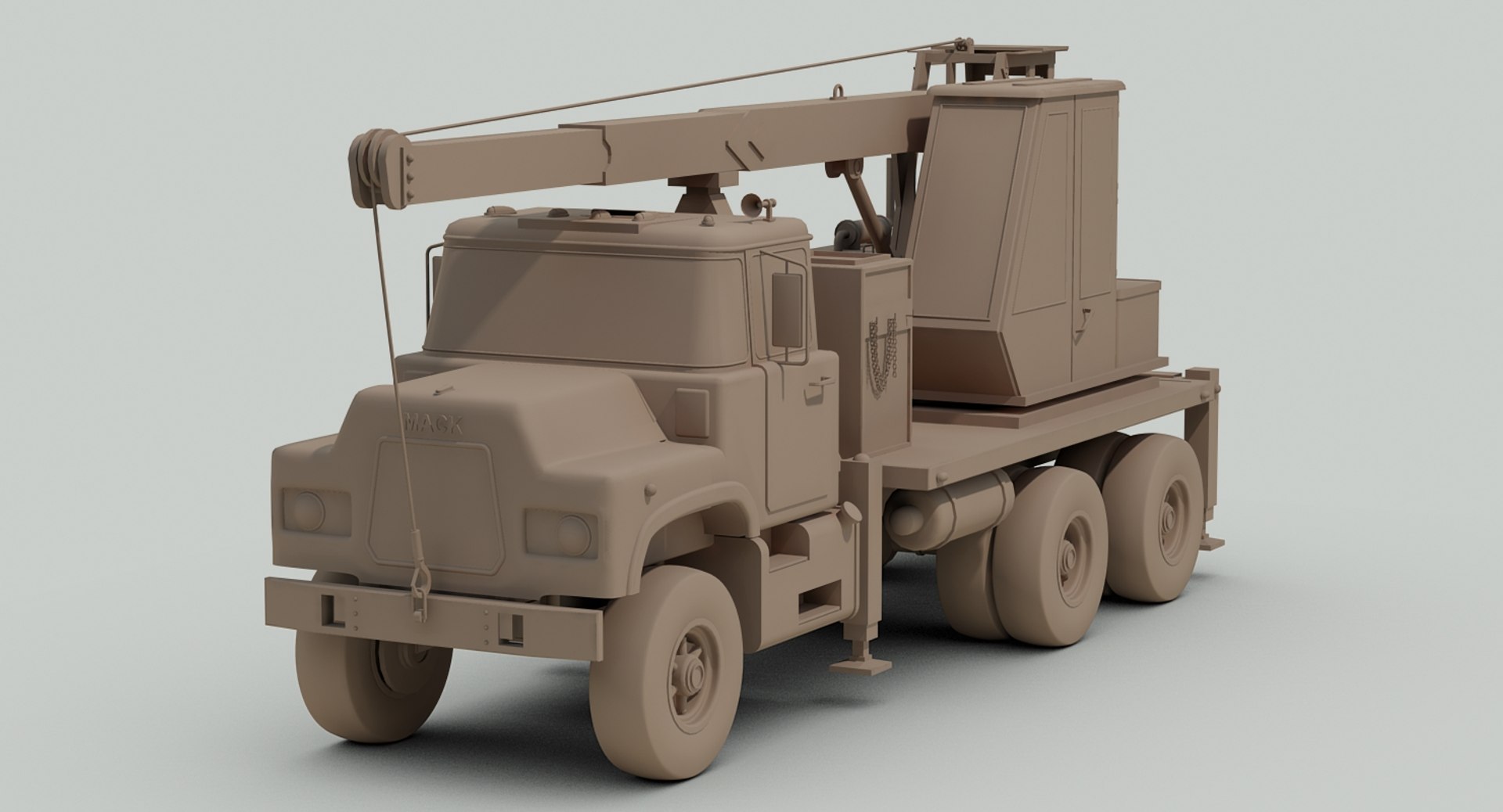 Mack Dm 600 Crane Truck 3d Model