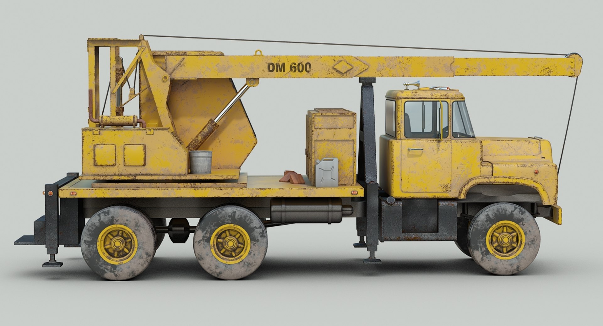 Mack Dm 600 Crane Truck 3d Model