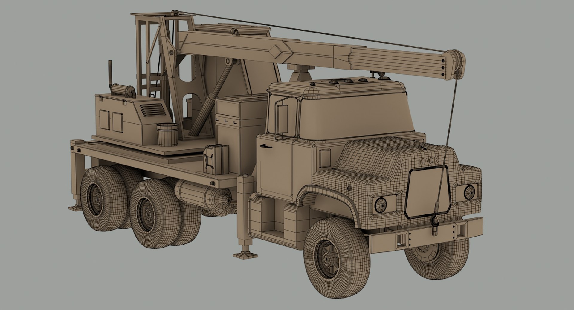 Mack Dm 600 Crane Truck 3d Model