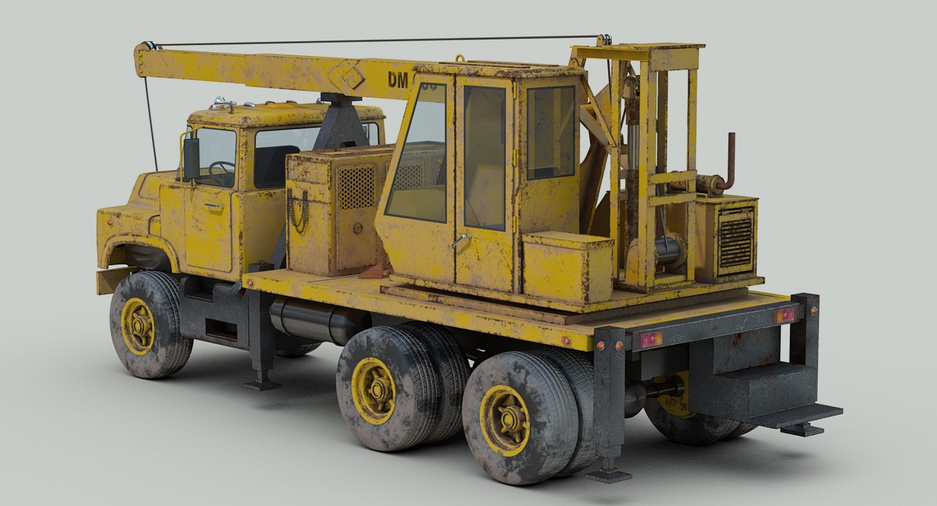 Mack Dm 600 Crane Truck 3d Model