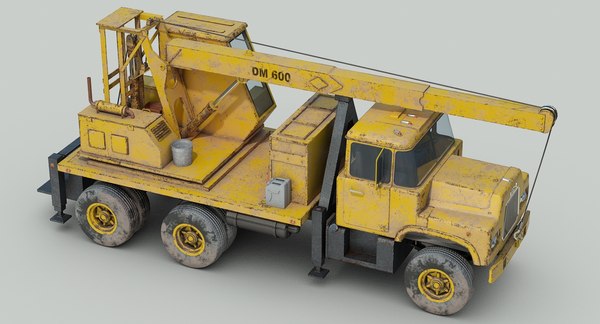 mack dm 600 crane truck 3d model