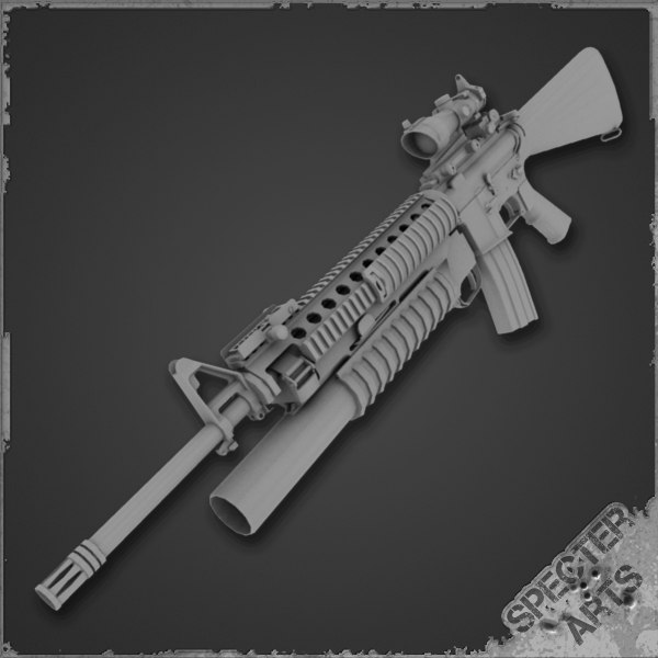 m16a4 m203 grenade launcher 3d model
