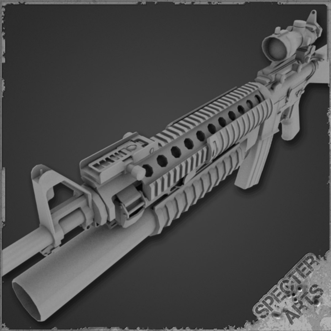 M16a4 M203 Grenade Launcher 3d Model
