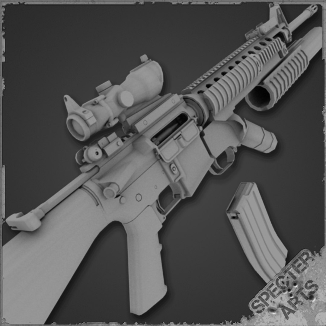 M16a4 M203 Grenade Launcher 3d Model