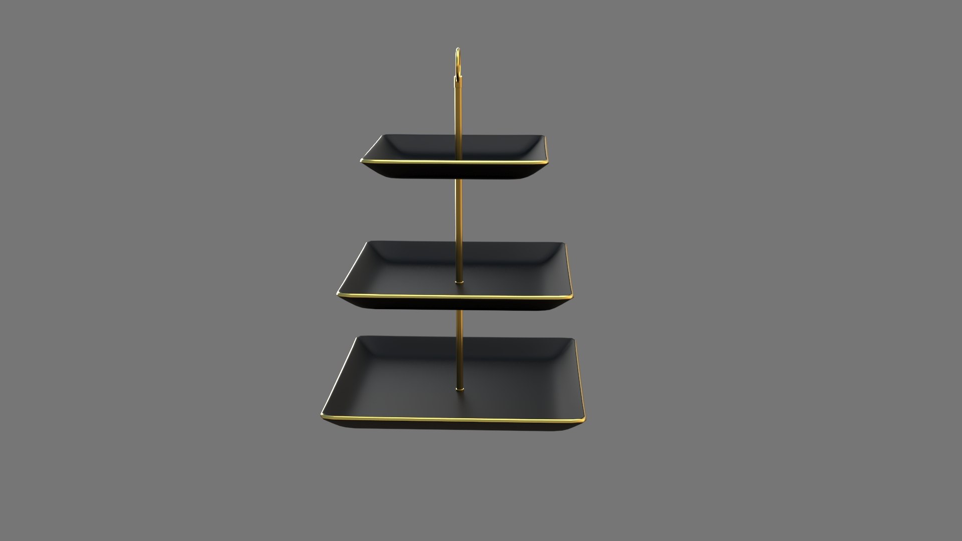 3D Black Square Plate Stand Black Plastic Golden Model - TurboSquid 2347018