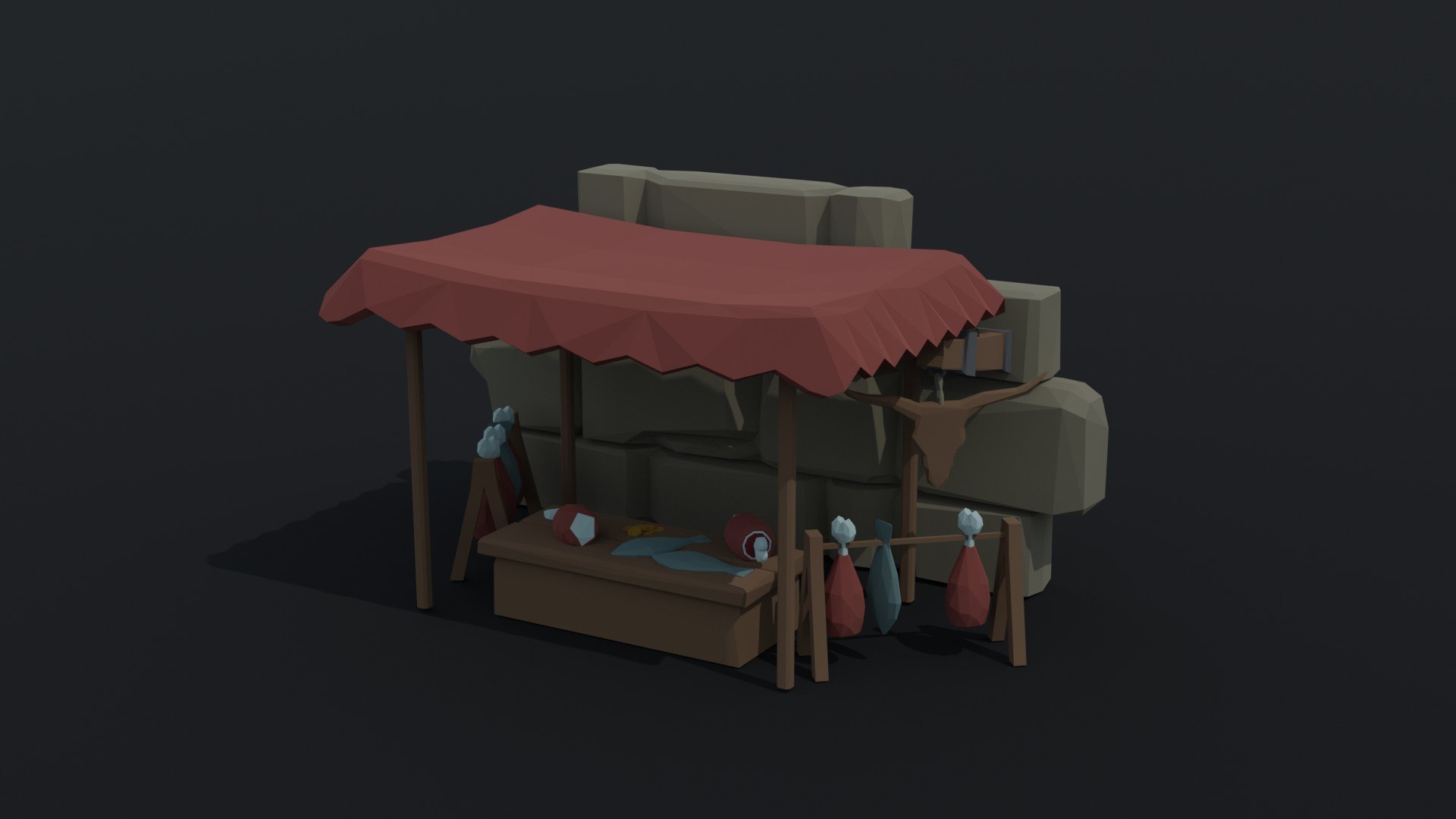 Free Low-poly Cartoon Botcher Market Polygonal Model - TurboSquid 2028070