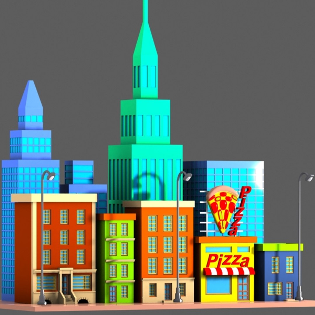 3ds cartoon city street