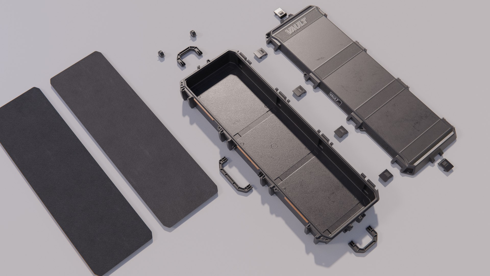 3D Model Double Rifle Long Weapon Case V800 Vault Pelican 3 Colors With ...