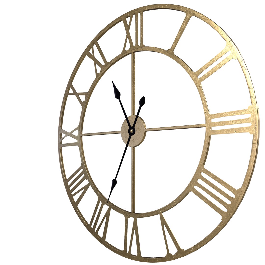 3D Wall Clock Metal Gold And Steel - TurboSquid 2185217