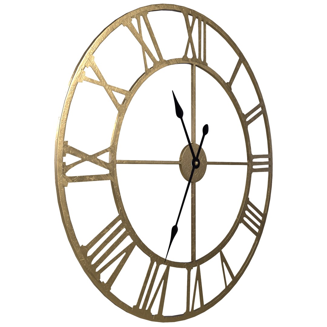 3D Wall Clock Metal Gold And Steel - TurboSquid 2185217