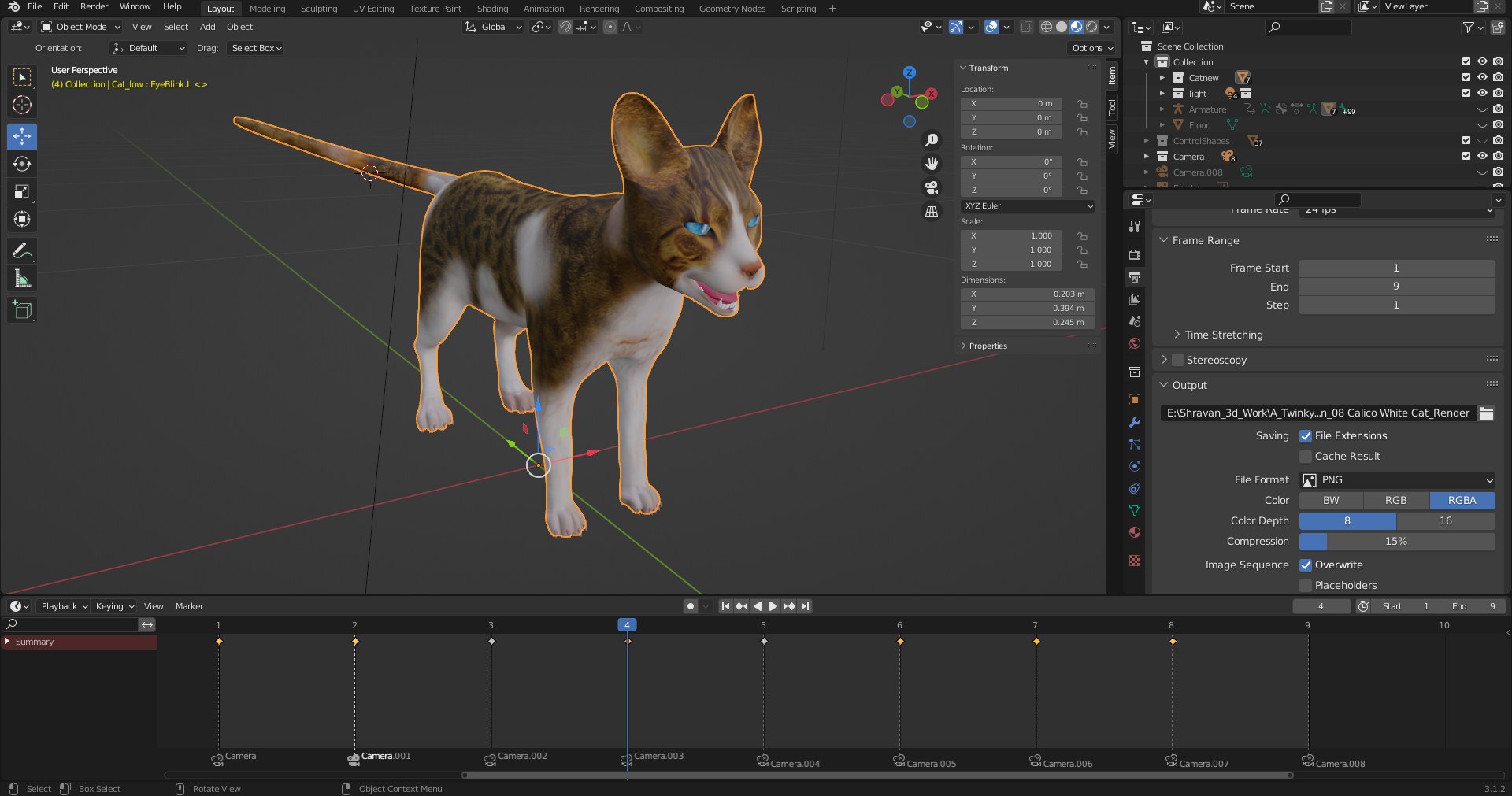 3D Calico Cat Rigged V3 In Blender - TurboSquid 1984958