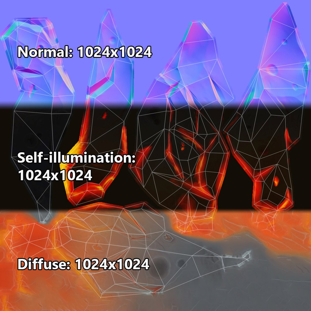 Low-poly Meteorites 3d Model