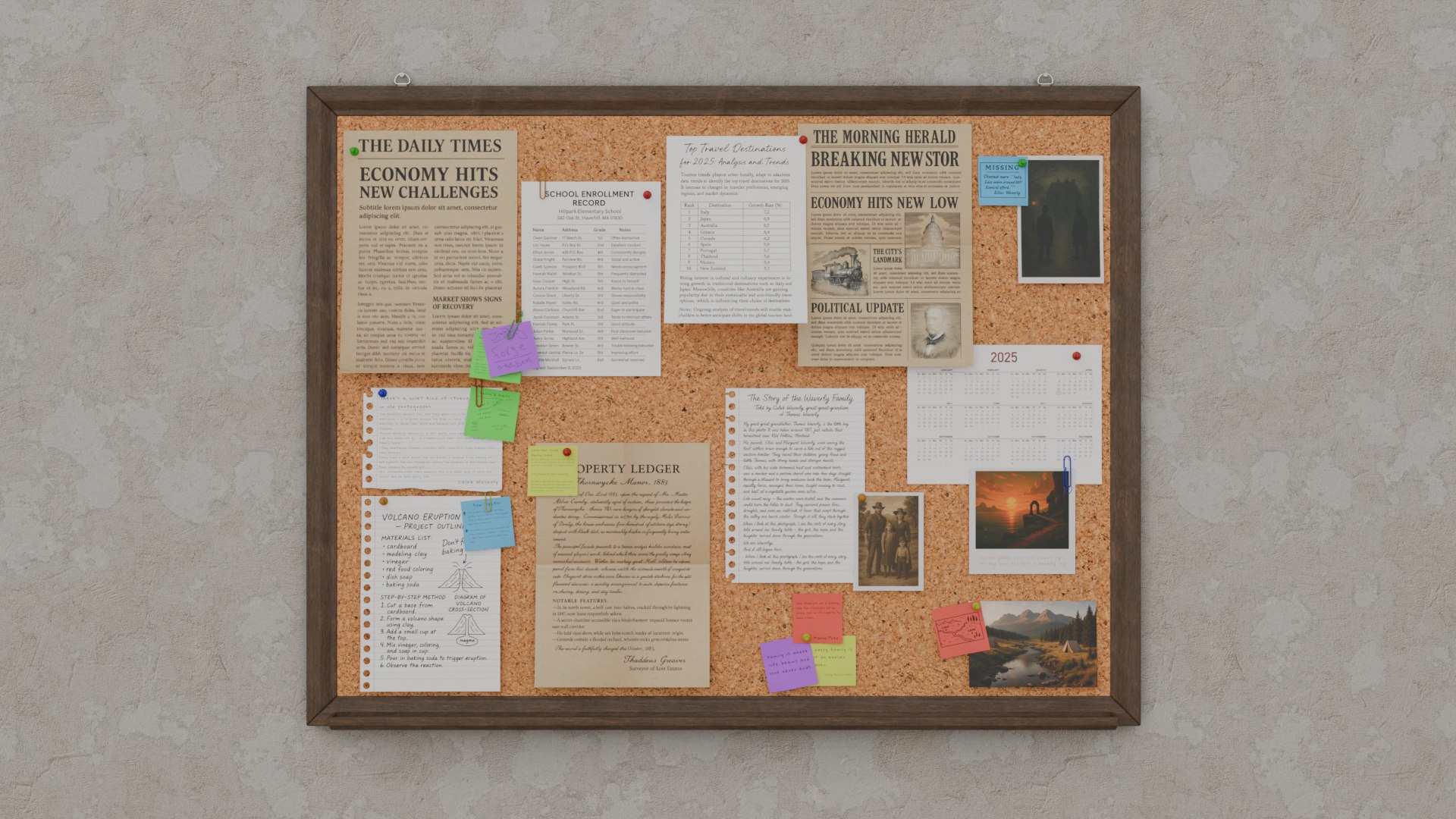 3D Classic Wooden Corkboard Trio - Customizable Wall-Mounted Pin Boards ...