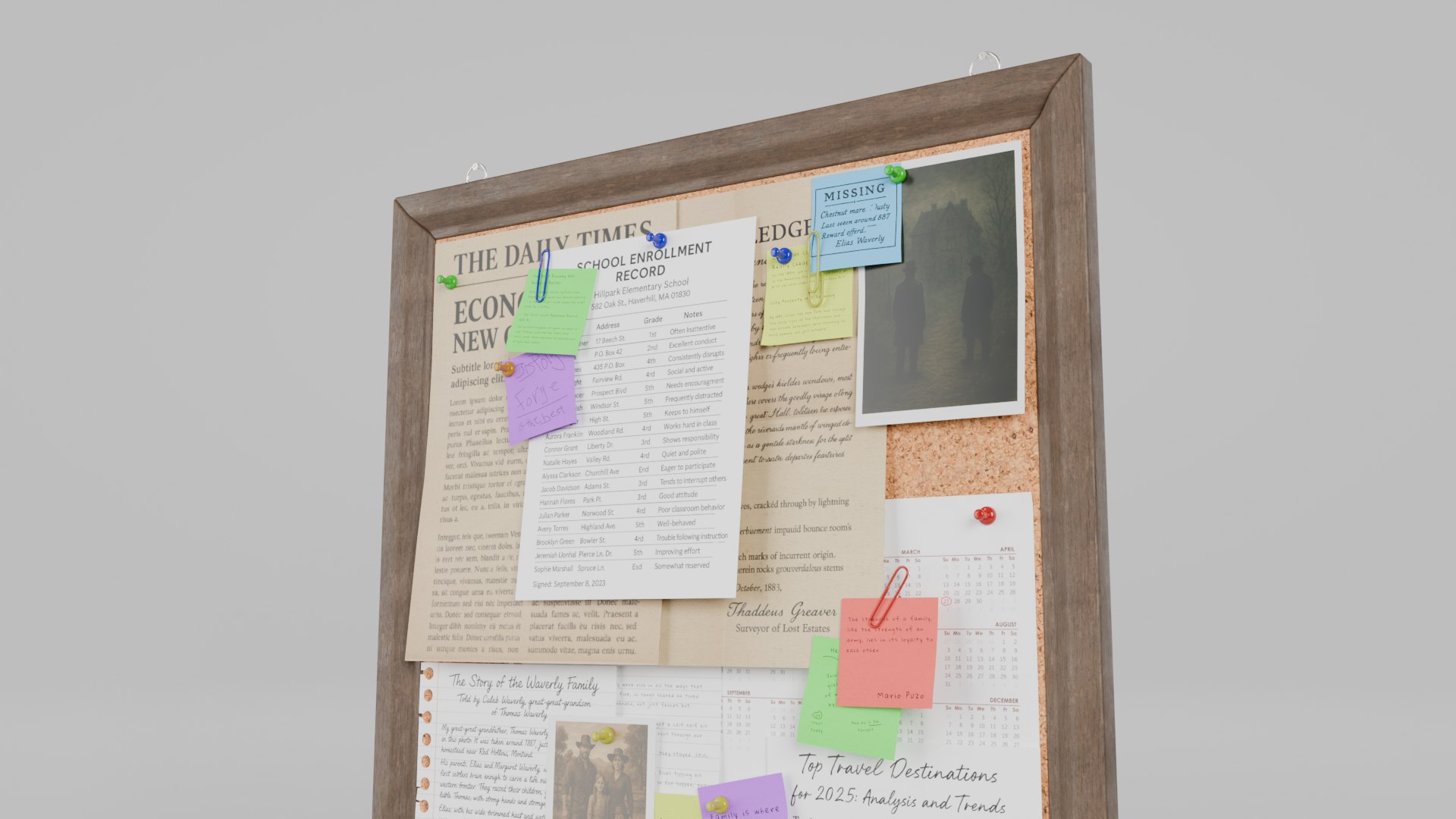 3D Classic Wooden Corkboard Trio - Customizable Wall-Mounted Pin Boards ...