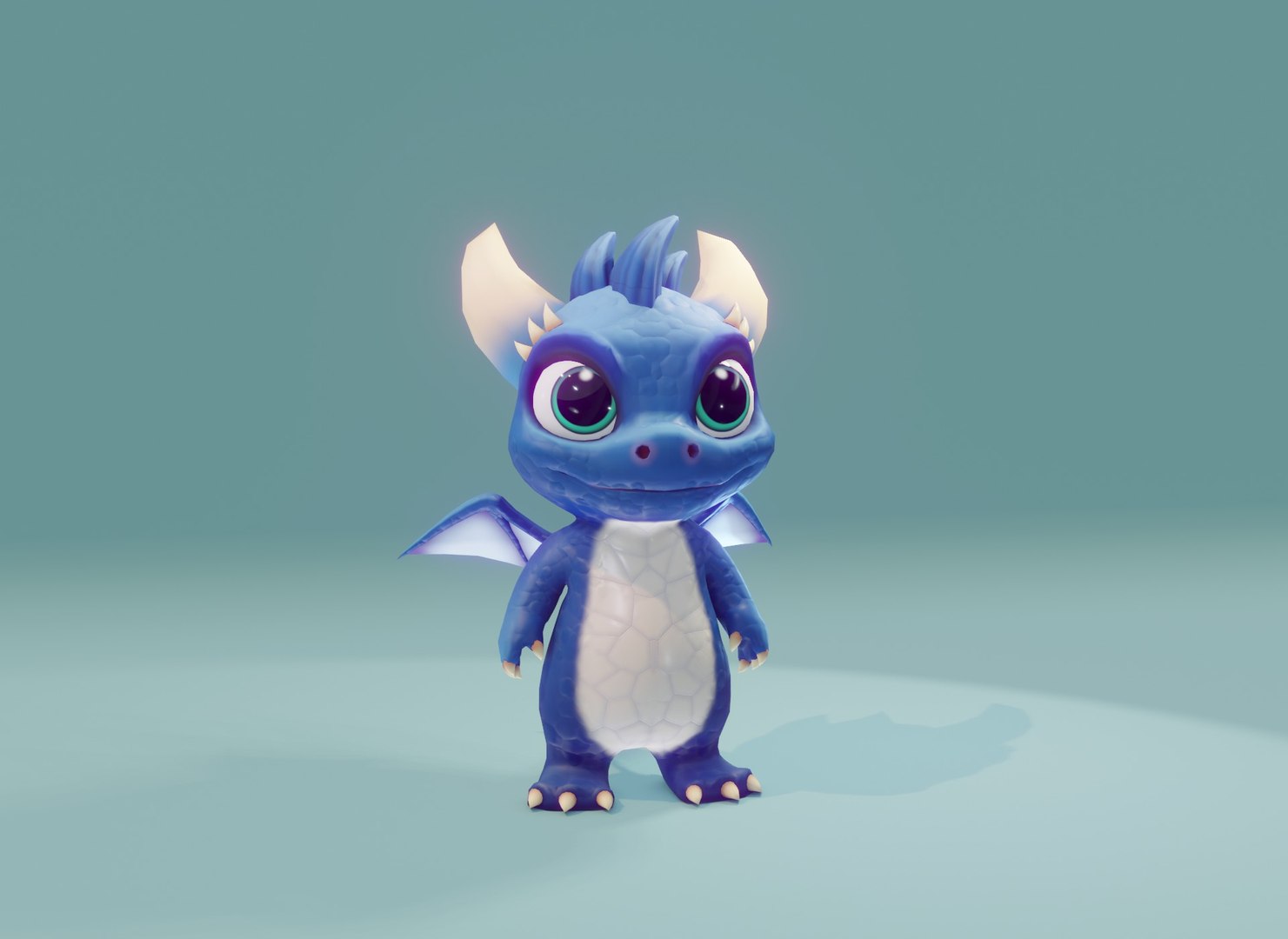 3D Animated Cartoon Baby Dragon Low-poly 3D Model Blue - TurboSquid 2259770