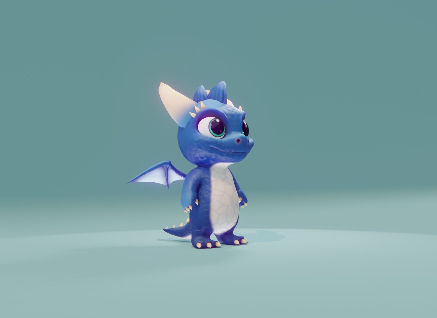 3D Animated Cartoon Baby Dragon Low-poly 3D Model Blue - TurboSquid 2259770