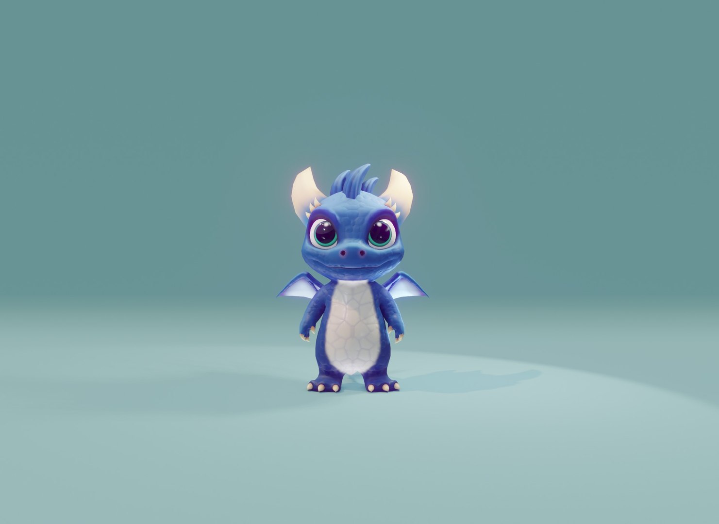 3D Animated Cartoon Baby Dragon Low-poly 3D Model Blue - TurboSquid 2259770