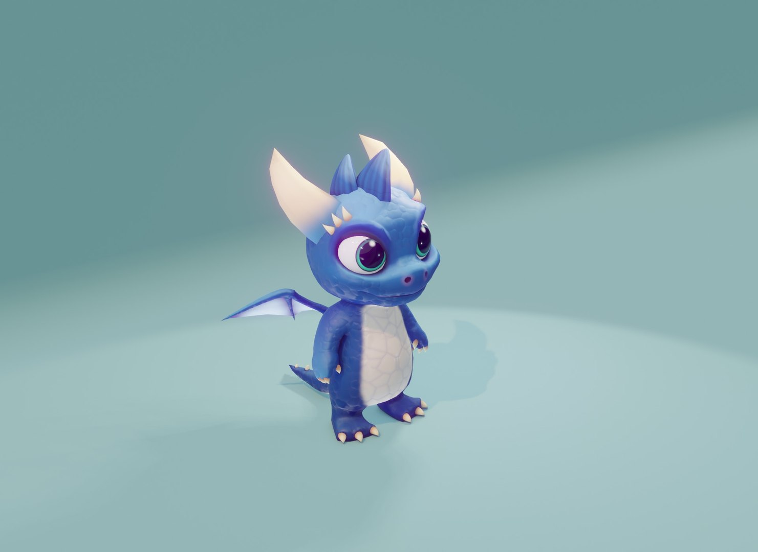 3D Animated Cartoon Baby Dragon Low-poly 3D Model Blue - TurboSquid 2259770
