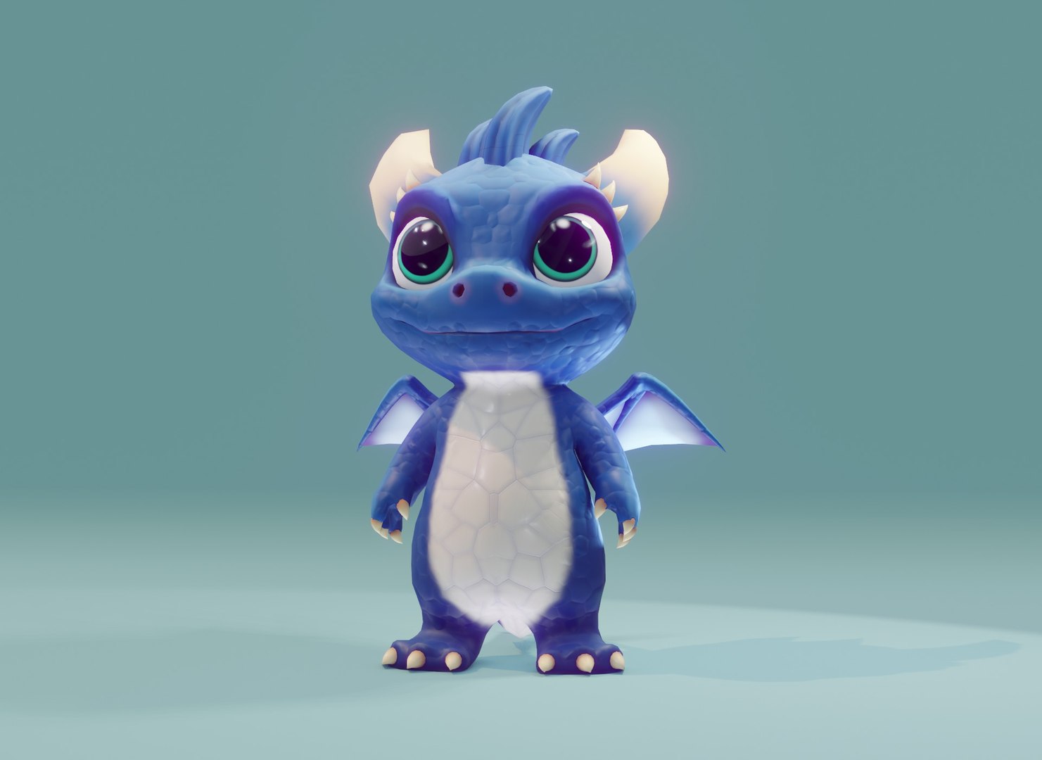 3D Animated Cartoon Baby Dragon Low-poly 3D Model Blue - TurboSquid 2259770