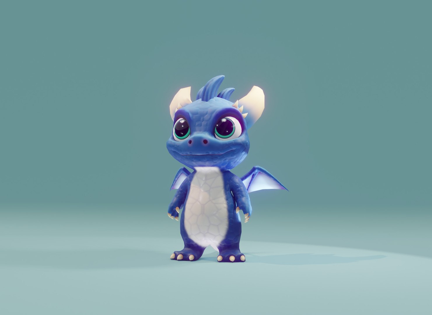 3D Animated Cartoon Baby Dragon Low-poly 3D Model Blue - TurboSquid 2259770