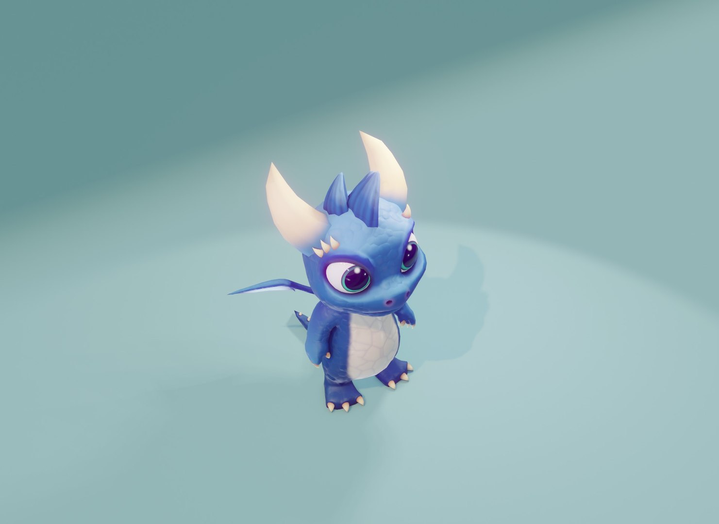 3D Animated Cartoon Baby Dragon Low-poly 3D Model Blue - TurboSquid 2259770