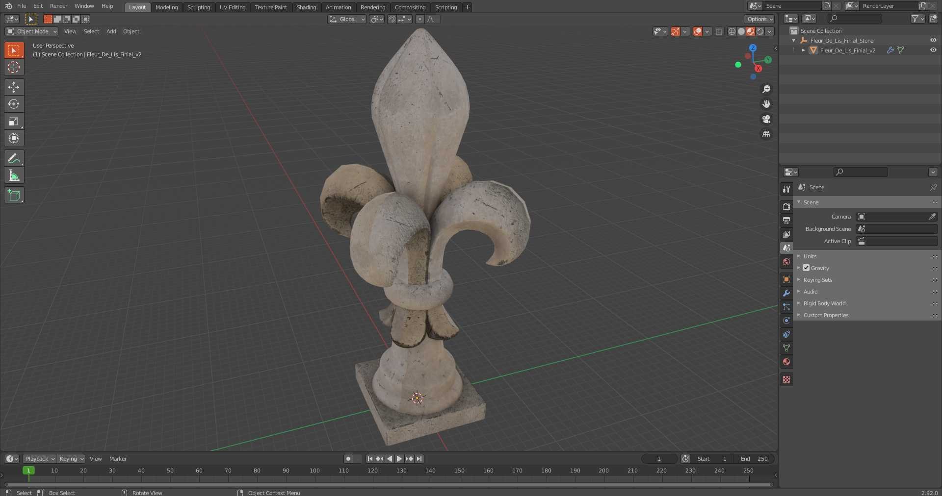 3D Fleur De Lis Finial Stone Model - TurboSquid 2250546