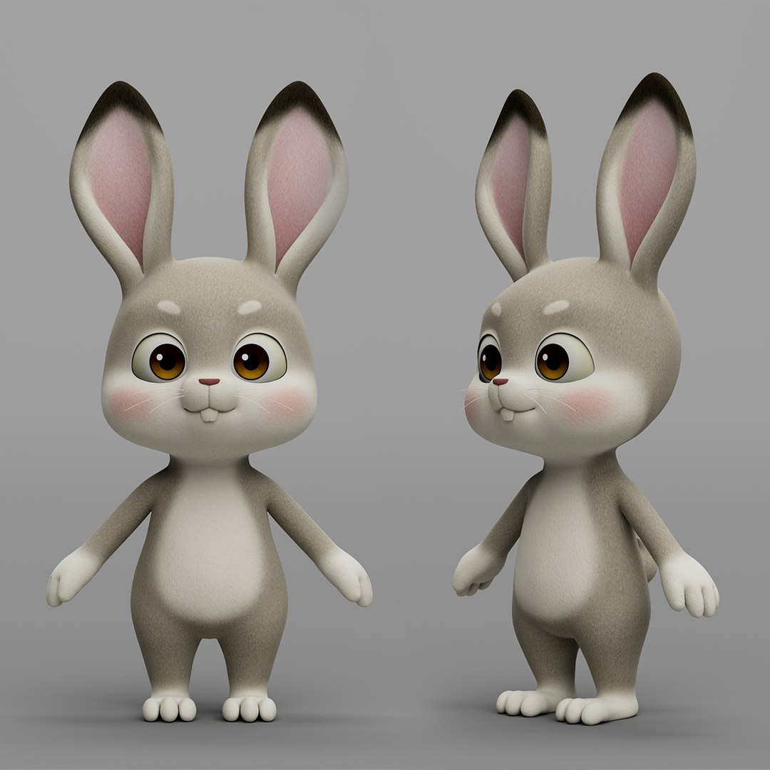Rabbit Cartoon Character Modeling Textures 3D Model - TurboSquid 2075282