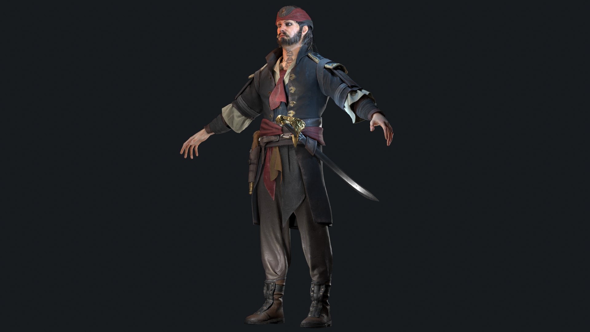 Pirate Captain 3D Model - TurboSquid 2090019