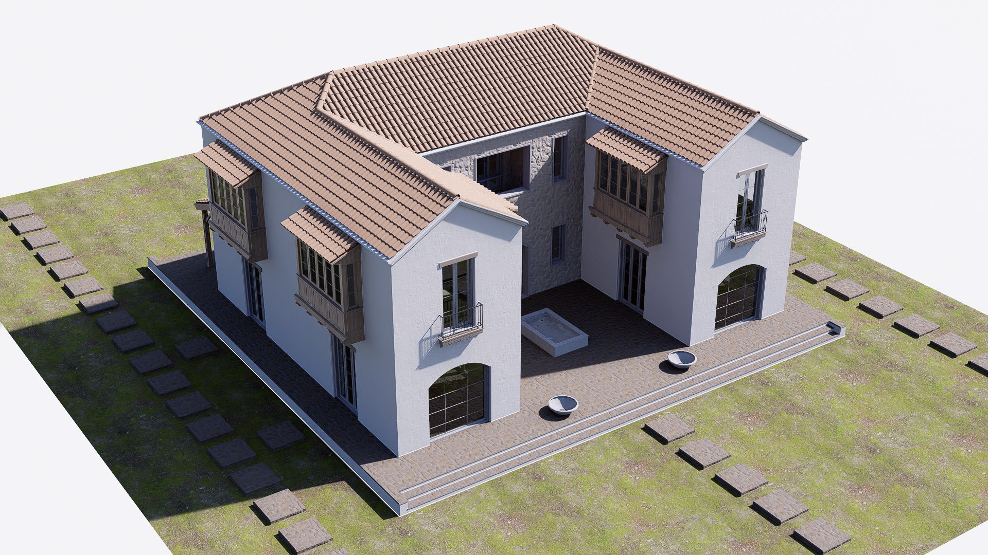 Spanish Style House 3D Model - TurboSquid 2326965