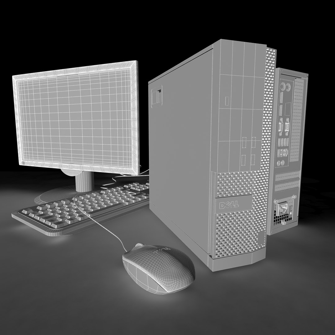 Workdesk Dell Keyboard Mouse 3d Dwg