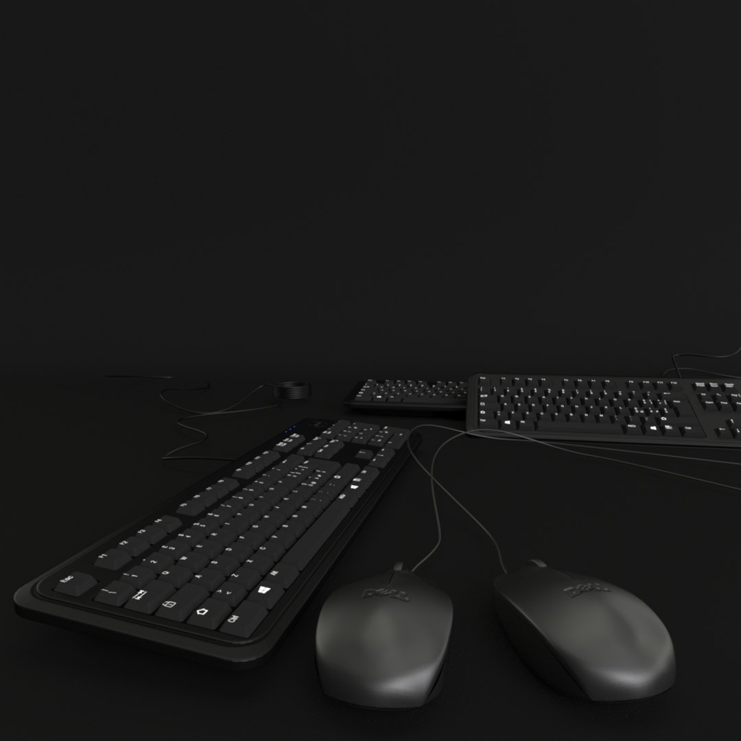 Workdesk Dell Keyboard Mouse 3d Dwg
