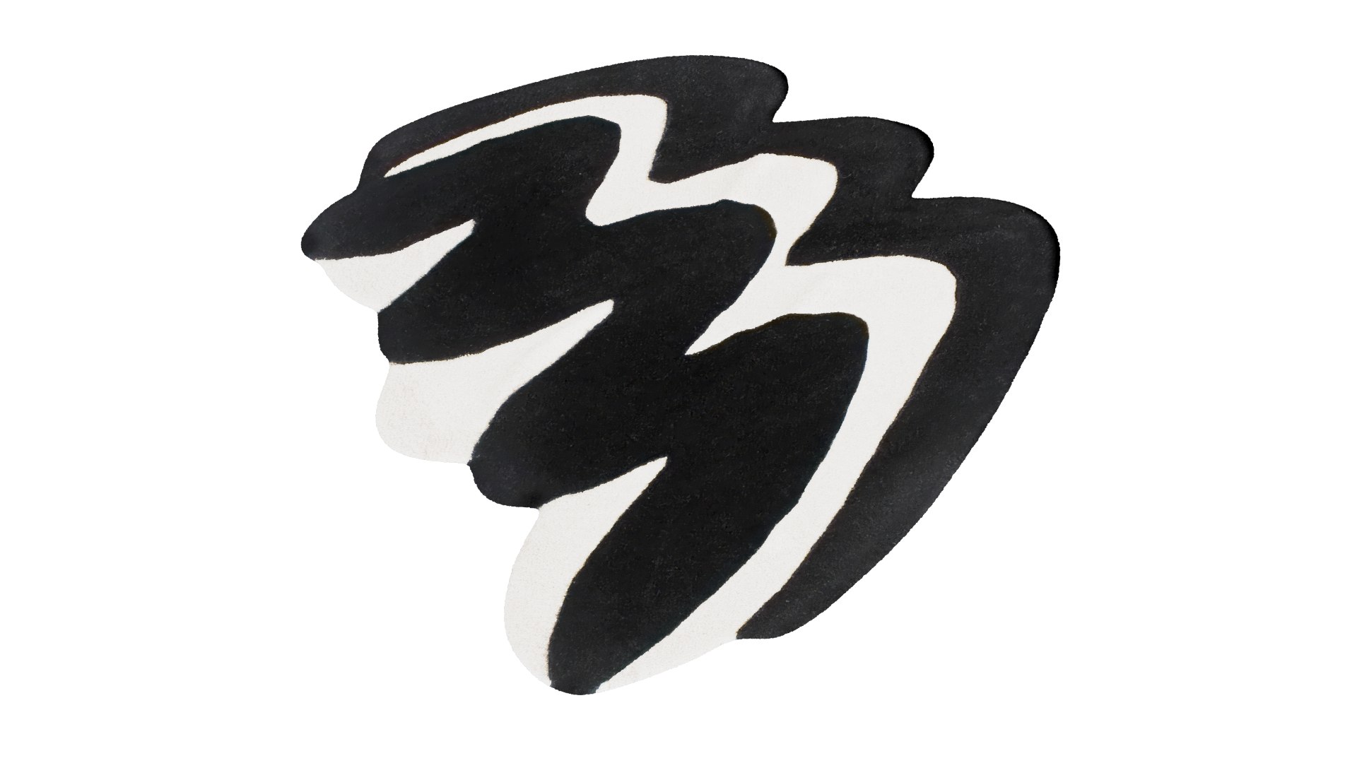 Zig Zag Black And White Striped Irregular Hand Tufted Wool Rug 3D Model ...