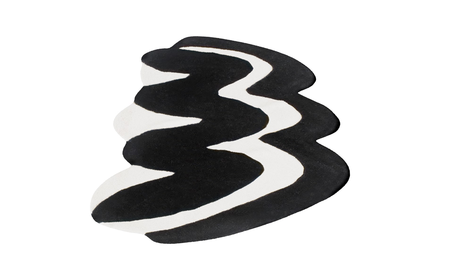 Zig Zag Black And White Striped Irregular Hand Tufted Wool Rug 3D Model ...