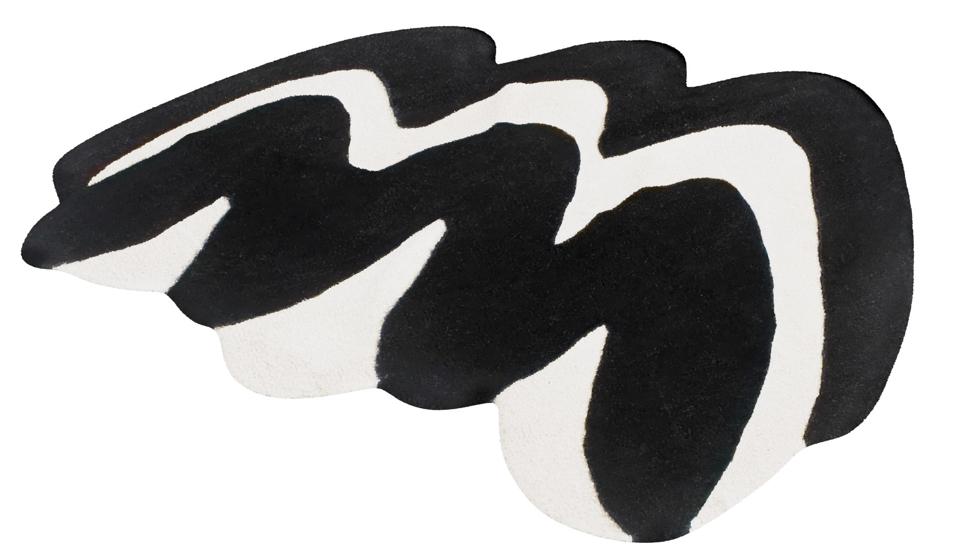 Zig Zag Black And White Striped Irregular Hand Tufted Wool Rug 3D Model ...