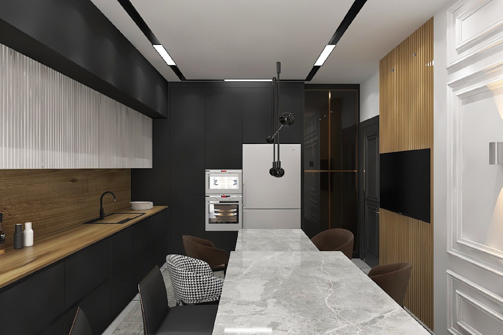 3D kitchen hall living room interior design interior design ...