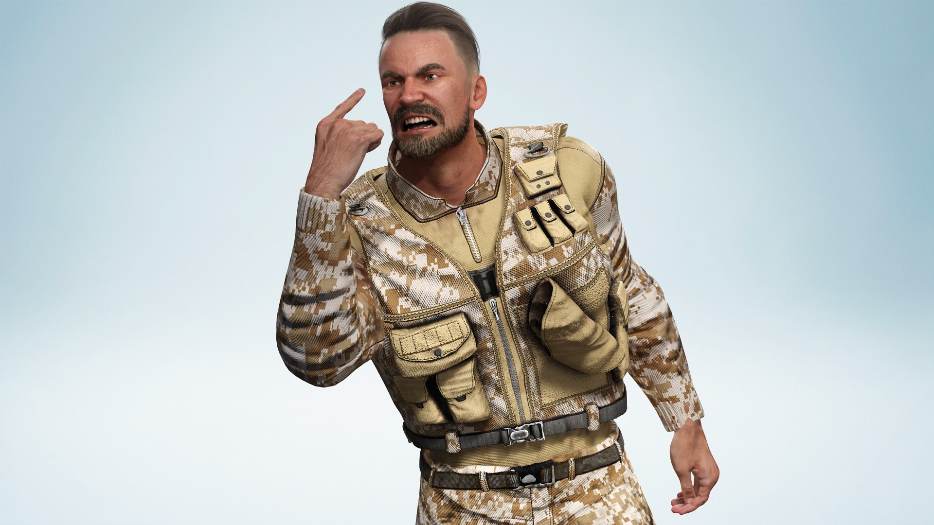 Realistic Military Soldier Character Rigged 3D Model Tactical Army 3D ...