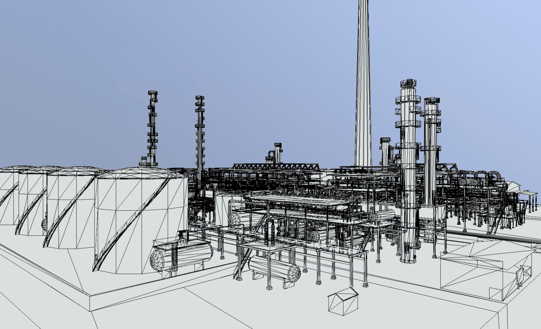 3D Model Oil Refinery Industry - V2 - Highly Detailed Model ...