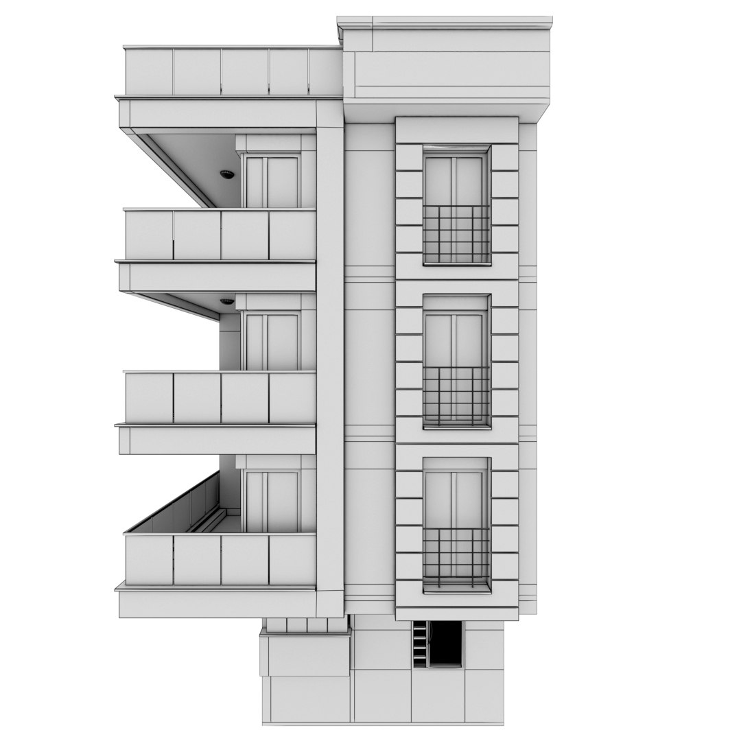 3D Simple Building Double Terrace - TurboSquid 1516816