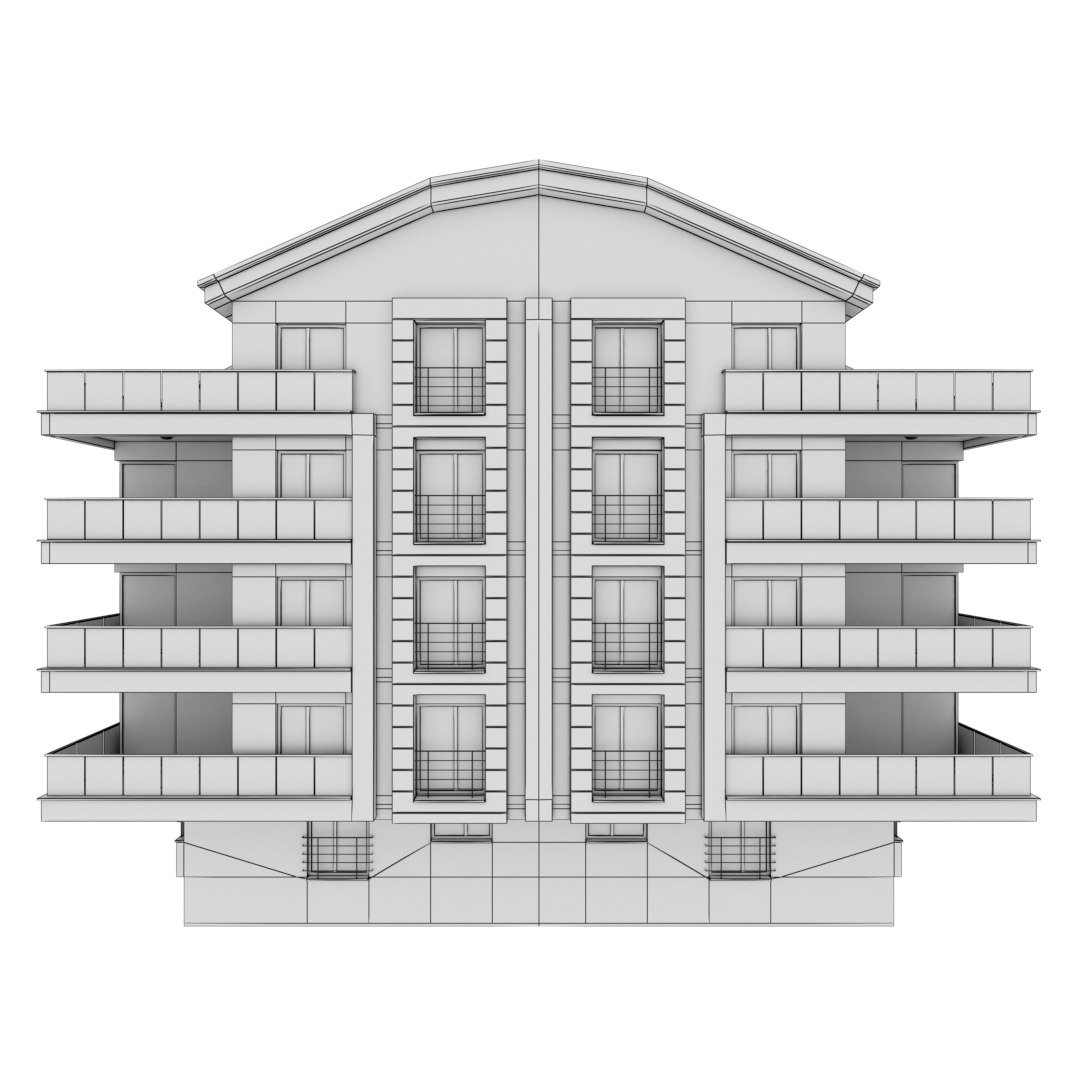 3D Simple Building Double Terrace - TurboSquid 1516816