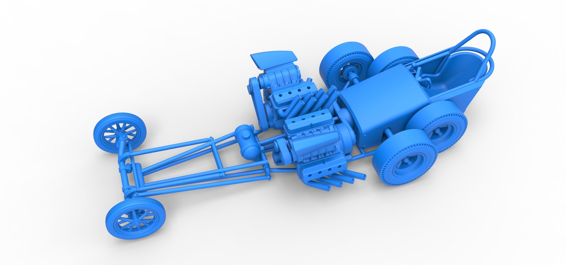 Diecast Front Engine Old School 6 Wheeled Dragster Scale 1 To 25 3D ...