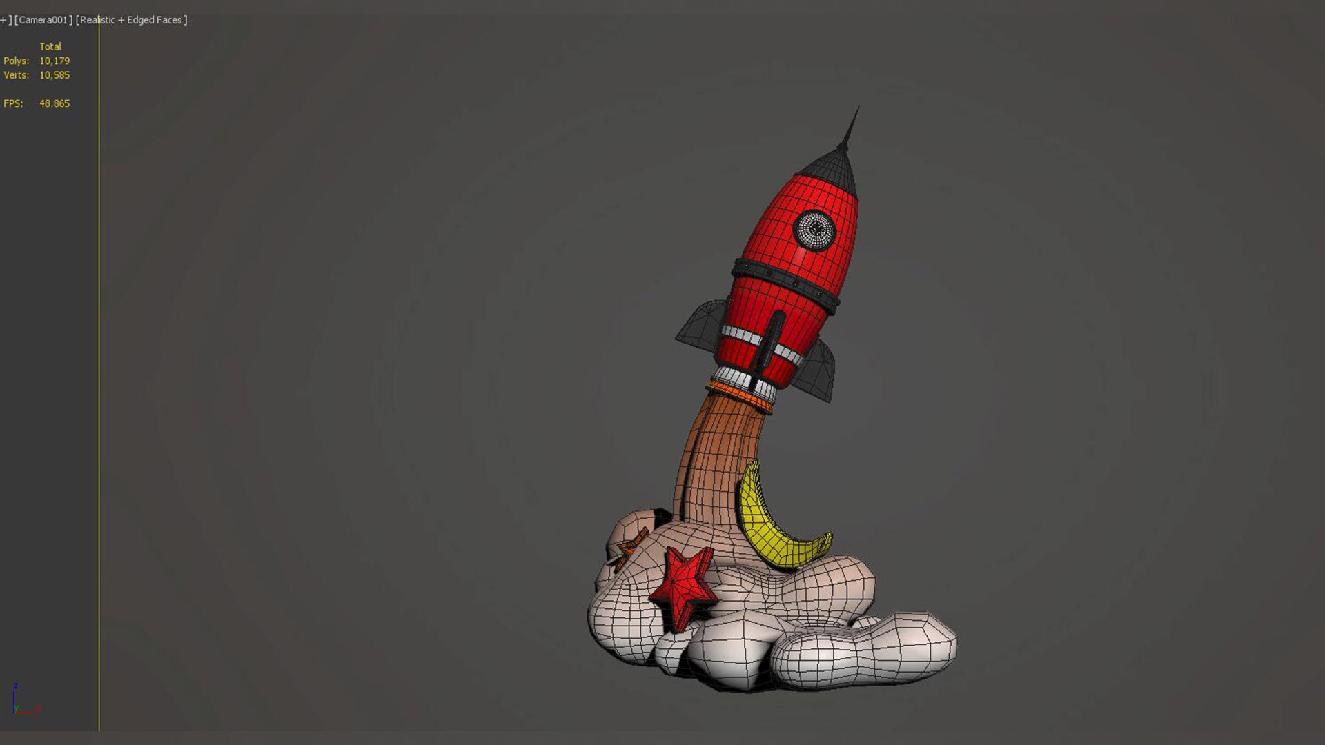 3D model Cartoon Retro Space Rocket vintage Sci-Fi classic science ...