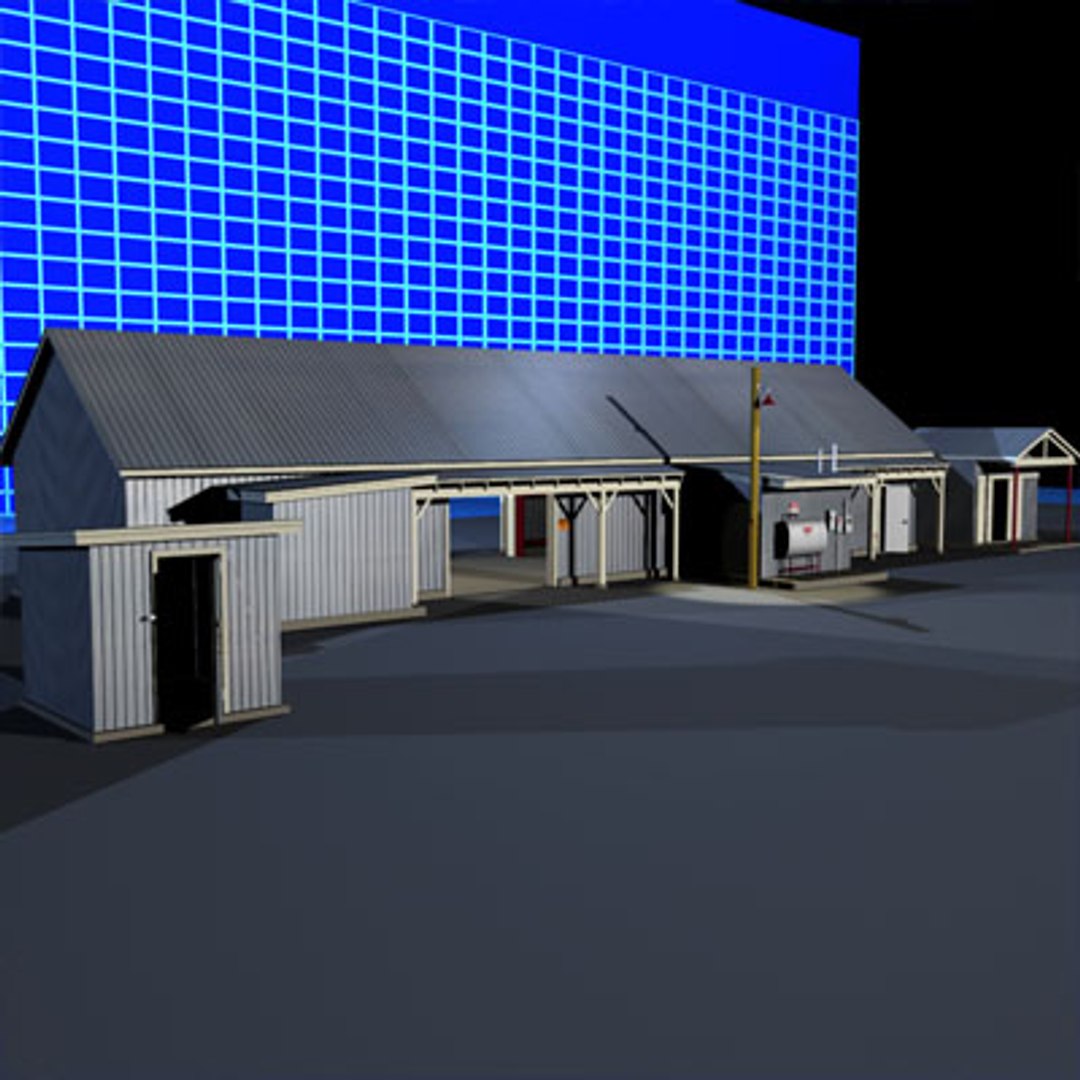 3d Metal Building 01 Doors