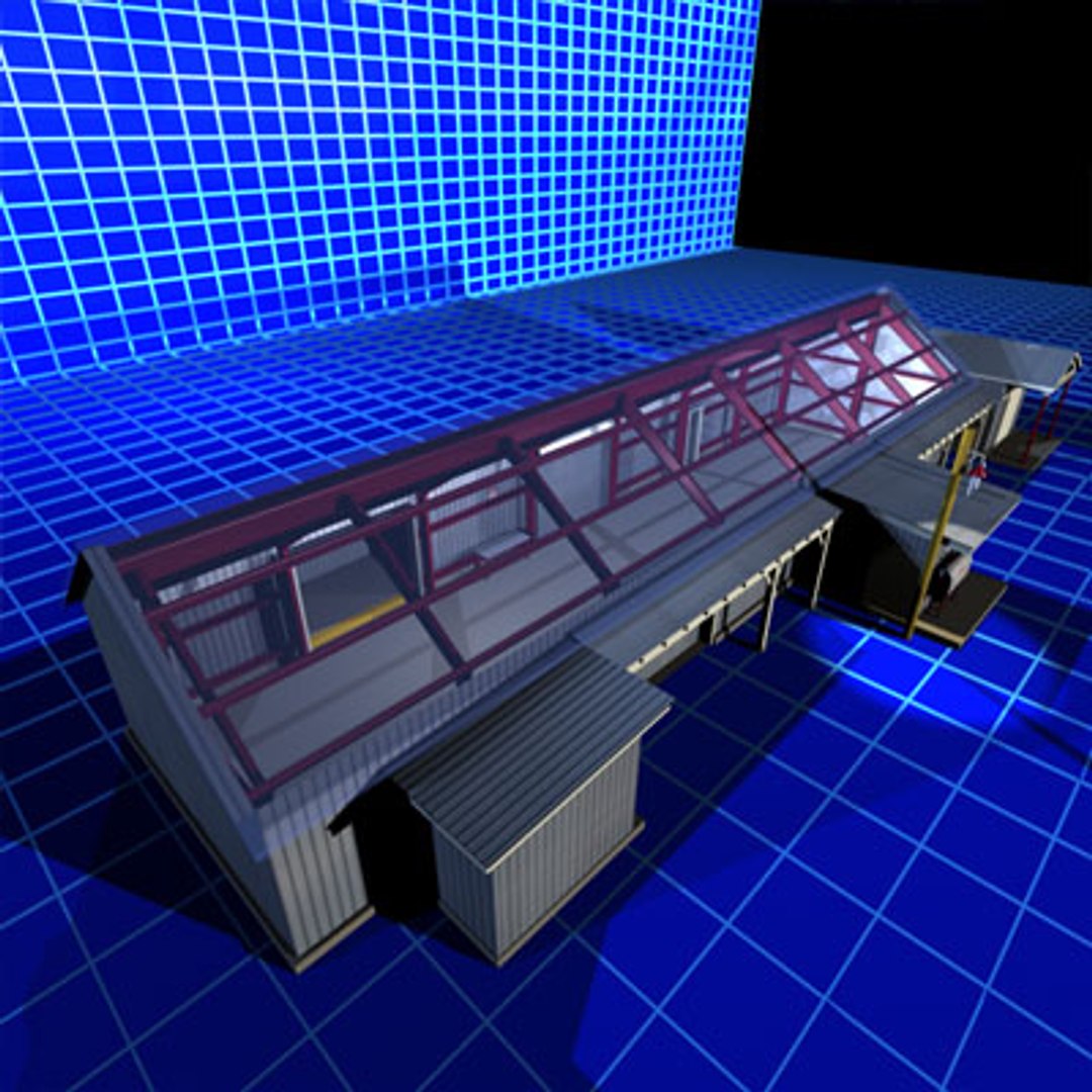 3d metal building 01 doors