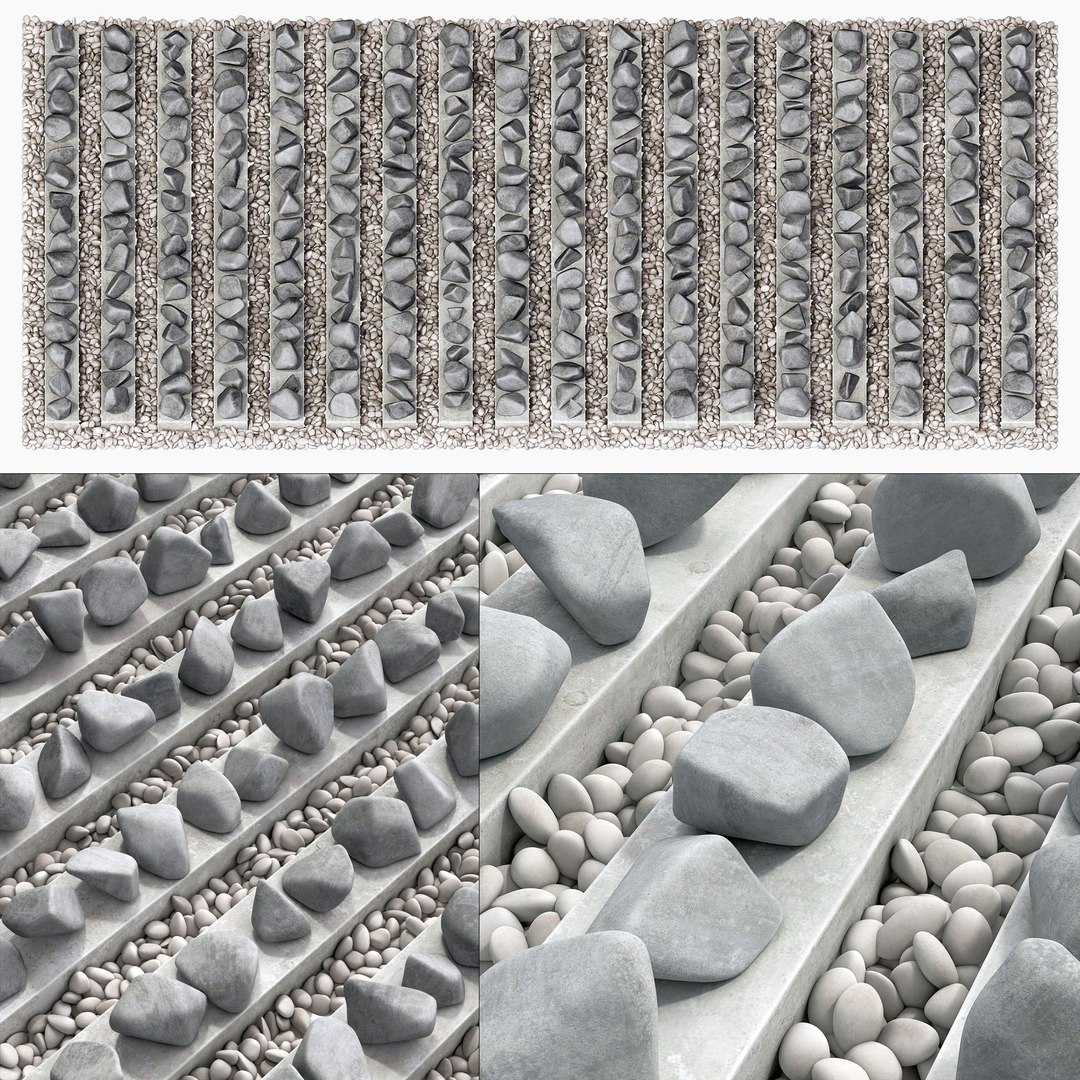 3D model Clumb long tile pebble stone n1 - TurboSquid 1808742