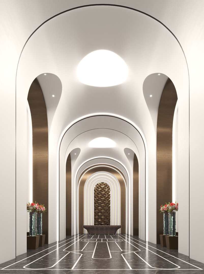 3D Arches Hall Interior Model - TurboSquid 2137837