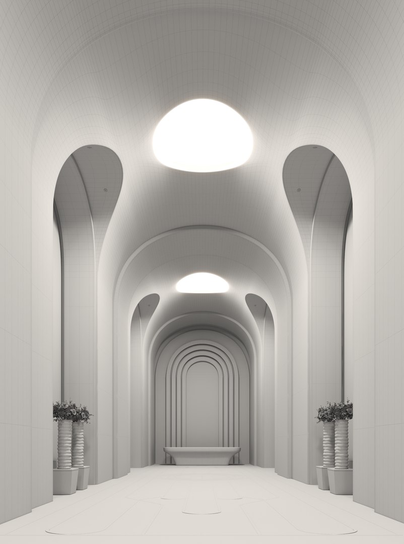 3D Arches Hall Interior Model - TurboSquid 2137837
