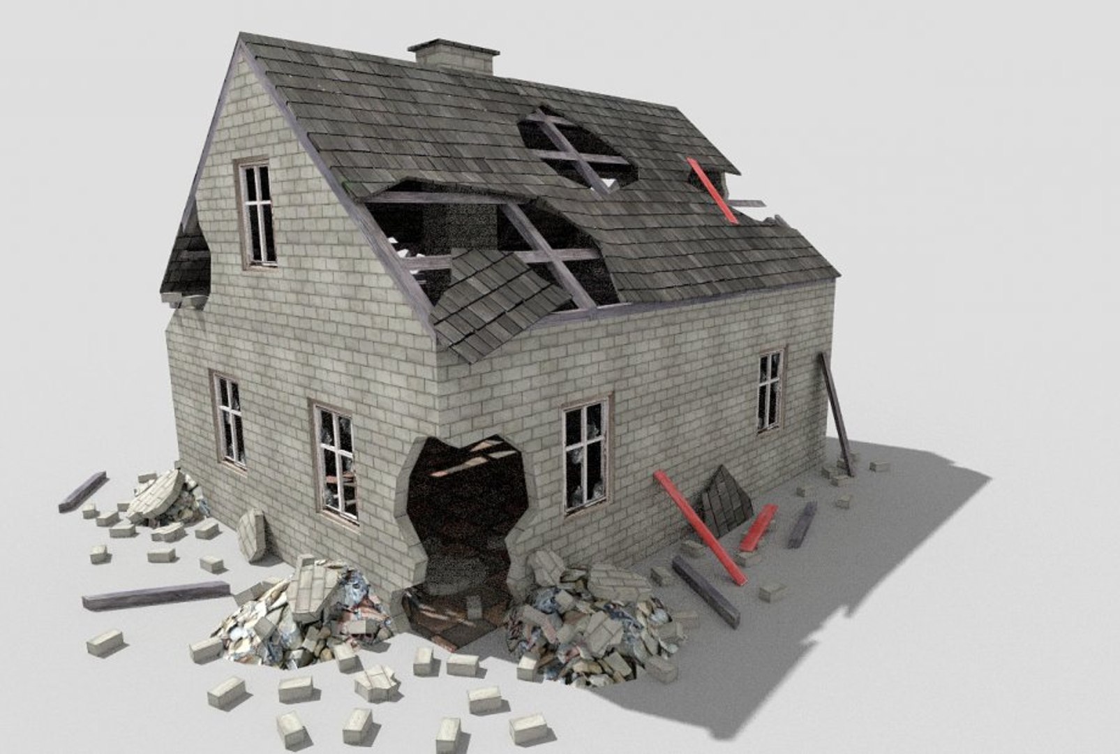 3d model destroyed building