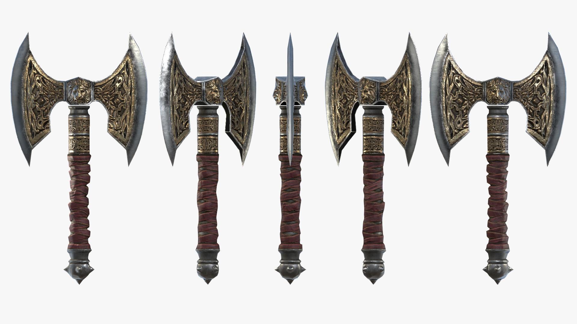 3D Model Fantasy Axe RPG Labrys Minoan Double Axe Great Axe Battle Axe ...