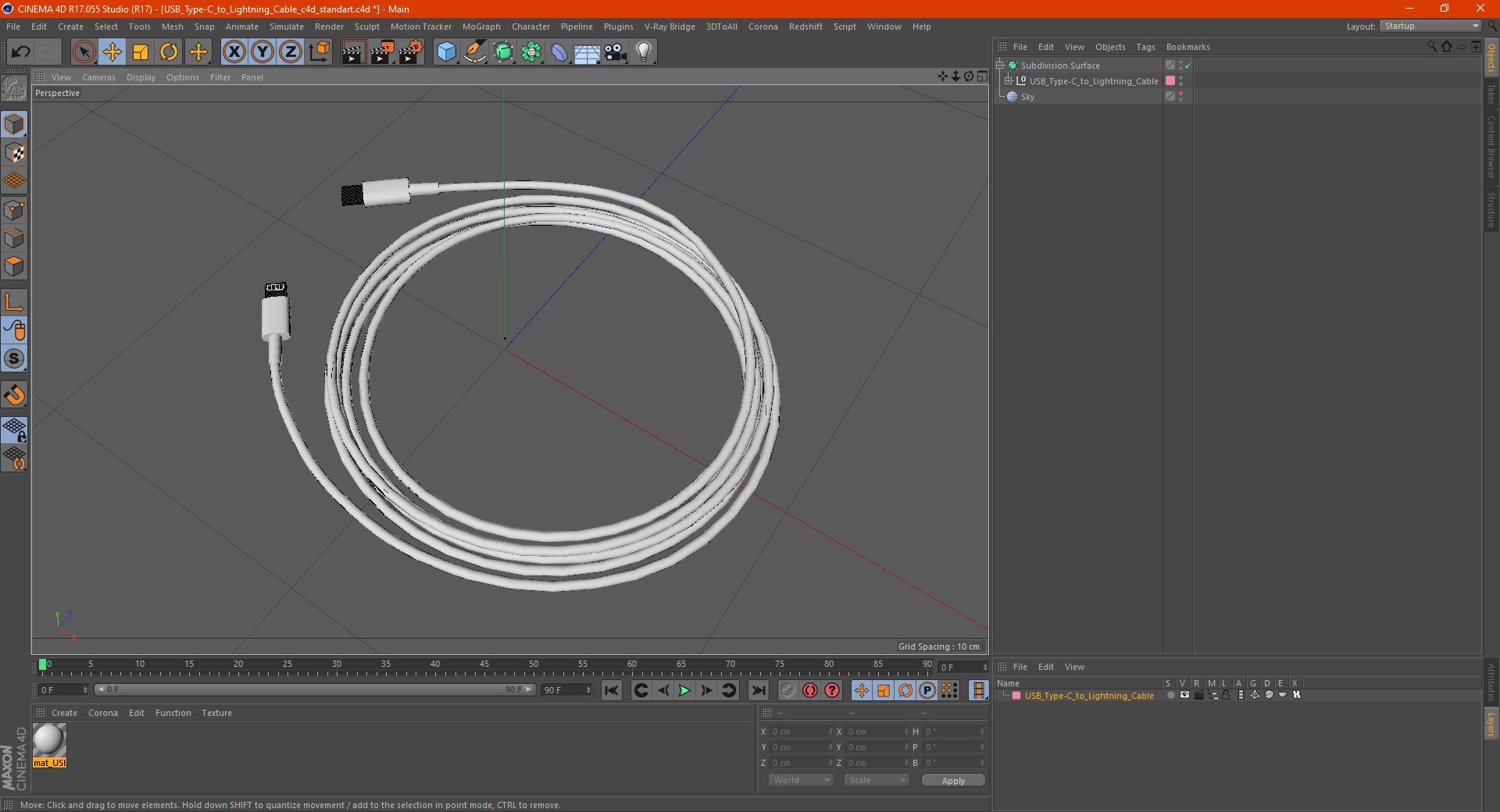 Usb type-c lightning cable 3D - TurboSquid 1596474